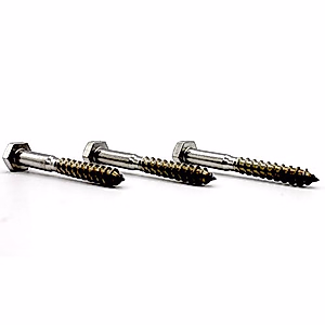5/16" X 3" Stainless Hex Lag Bolt Screws for Wood, (10 Pack) 304 (18-8) Stainless Steel, by Fullerkreg