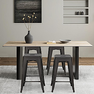 FDW Metal Bar Stools Set of 4 Counter Height Bar Stools 24 Inches Industrial Bar Chairs Patio Stool Stackable Backless Stool Indoor Outdoor Metal Kitchen Stools Bar Chairs (Bronze, 24")