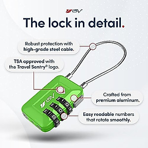 TSA Approved Luggage Travel Lock, Set-Your-Own Combination Lock for School Gym, Golf Bag, Locker, Luggage Suitcase Baggage Locks, Filing Cabinets, Toolbox, Case (Green, 2 Pack)