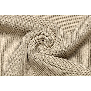 COOFANDY Mens Ribbed Slim Fit Knitted Pullover Turtleneck Sweater Khaki