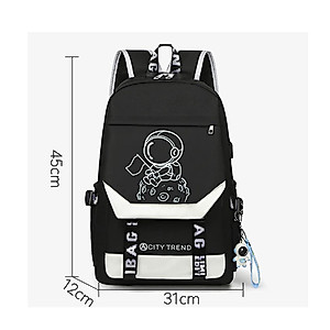 WZCSLM Stylish Computer Backpack College Casual Daypack with USB Port Business Work Backpack Laptop Bag for Men/Women Cartoon astronaut Glow at nightPattern space travel (astronaut)