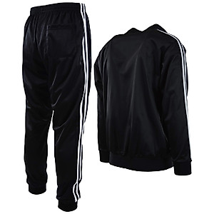 ChoiceApparel Mens Athletic 2 Piece Tracksuit Set (3XL, 888-Black)