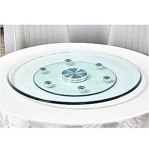 Dxcaicc Dining Table Glass Turntable,Glass Lazy Susan Turntable Dining Table,Round Tempered Glass with Silent Bearing centerpieces,Steady Swivel Dining Table Glass Serving Tray,100cm
