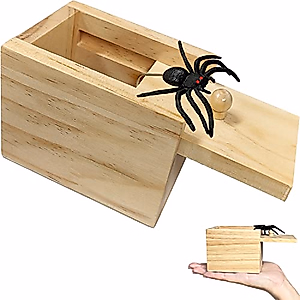 Jishi Spider Box Prank Toy Funny Gag Gift Box Wooden Surprise Present Box for Money Cash Small Gifts, Fun White Elephant Unique Novelty Hilarious Joke Stocking Stuffers for Adults Men Women Kids Teens