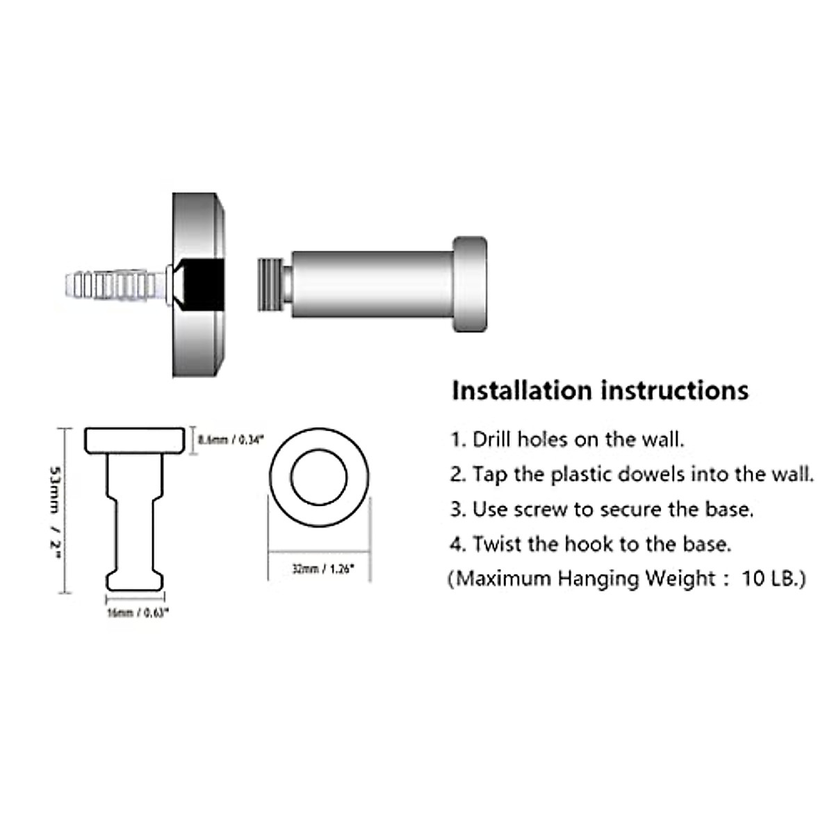 eForwish Space Aluminum Garage Storage Organizer Hook Bathroom Toilet Single Robe Towel Coat Hook Rustproof Kitchen Utensil Utility Hanger Solid Metal Heavy Duty Wall Mount (4 Pcs, Black)