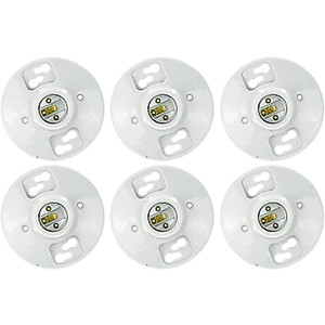 Sunlite 41561-SU GU24 Twist & Lock Bulb Socket, Porcelain Lamp Holder 6 Pack White