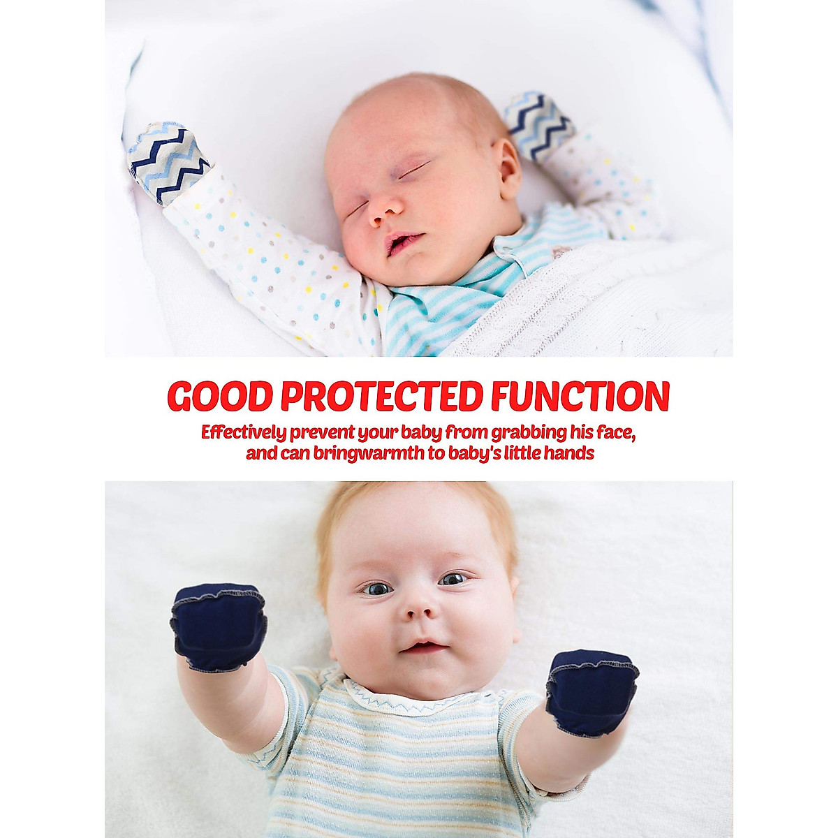 12 Pairs Newborn Baby Gloves 0-6 Months Infant Gloves Cotton Unisex Toddler No Scratch Mittens for Baby Boys and Girls (Fresh Style)