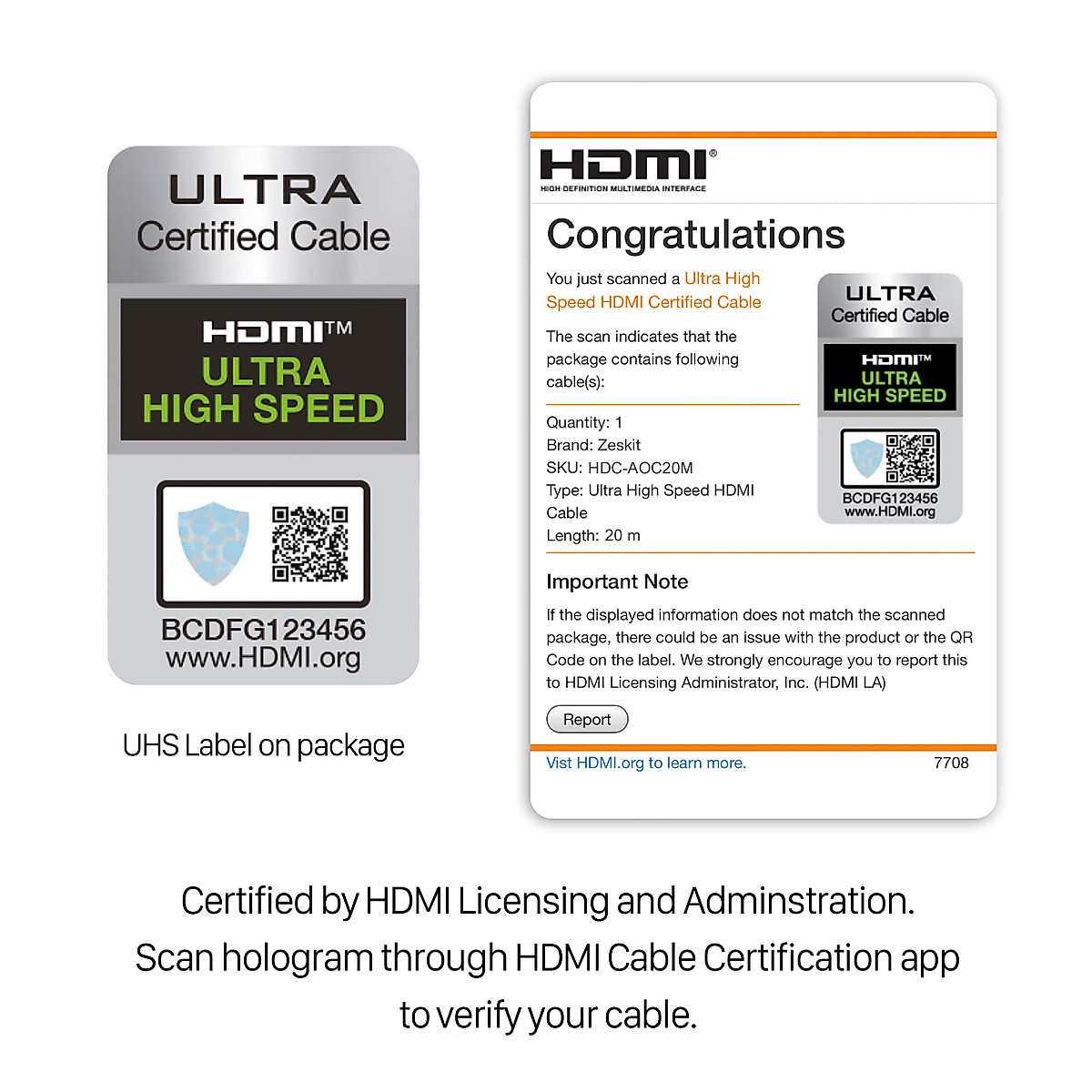 Zeskit Optical Fiber 10m (33ft) 48Gbps Ultra High Speed HDMI Cable 8K60 4K120 144Hz eARC HDR HDCP 2.2 2.3 Compatible with Dolby Vision Apple TV 4K Roku Sony LG Samsung Xbox Series X RTX 3080 PS4 PS5