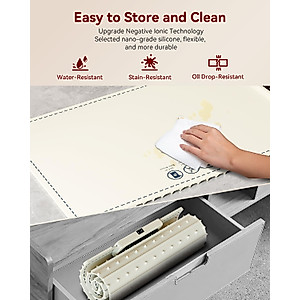Negative ion Food Warming Mat with Adjustable Temperature,Foldable Electric Warming Tray for Parties Features 3 Modes & Fast Heating,Roll Up Food Warmer for Parties,Shabbat,Christmas （White）