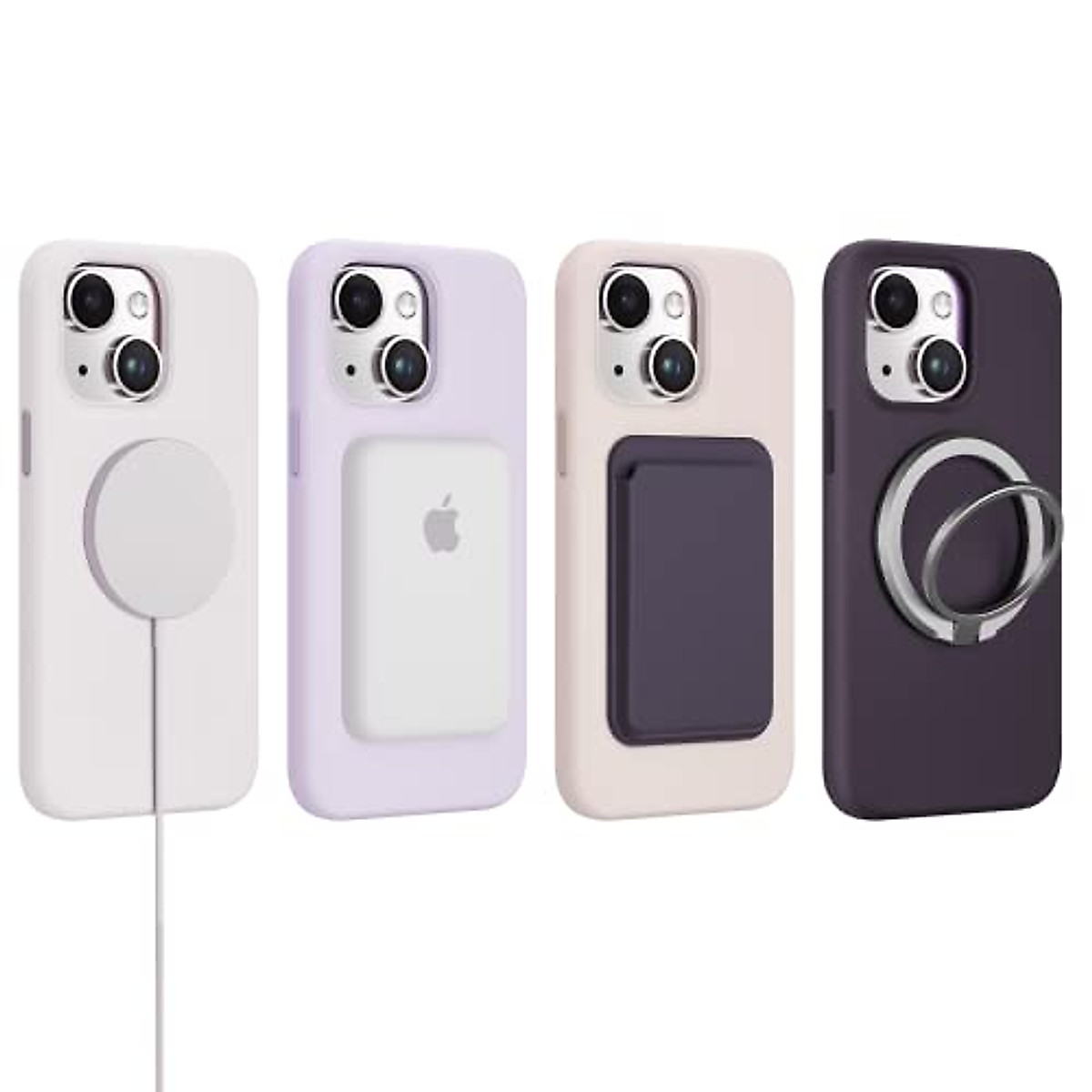 Mkeke Magnetic for iPhone 14 Case for iPhone 13 Case [Designed for MagSafe] Liquid Silicone Shockproof Protective Phone Cover with Soft Microfiber Lining for Apple iPhone 13/14 (6.1"), White