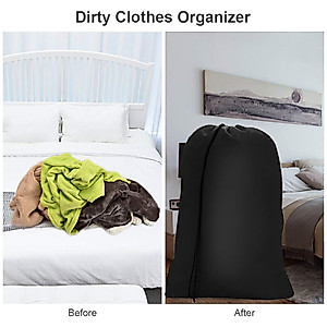 2 Pack Heavy Duty Large Laundry Bag 28 x 45 inch Extra Hamper Bag Dirty Laundry Bags Clothes Organizer Drawstring Cloth Laundry Bag Travel Laundry Bag for Camp Home College Dorm Black