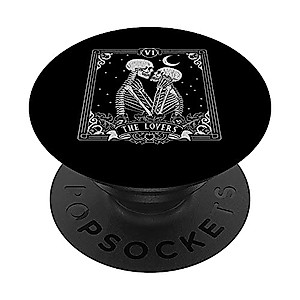 The Lovers Tarot Card Skeleton Halloween Occult Black PopSockets Swappable PopGrip
