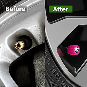 12PCS Fluorescent Skull Car Tire Valve Stem Caps, ABS Corrosion Resistant Wheel Valve Cover, Luminous Illuminated Cap Glow in The Dark, Auto Decor Accessories for Motorcycles Bicycles (Pink/White)