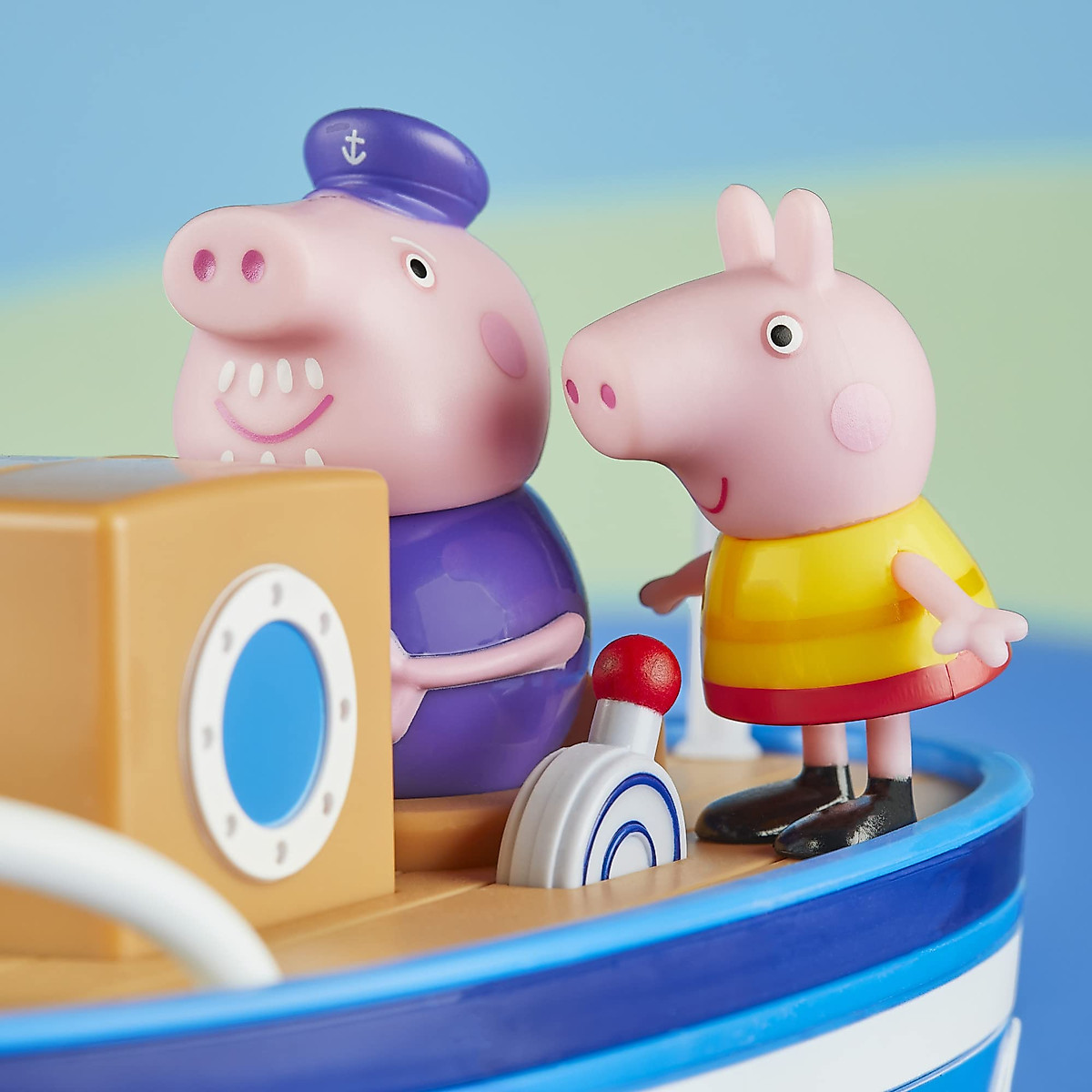 Peppa Pig Peppa’s Adventures Grandpa Pig’s Cabin Boat Vehicle Preschool Toy: 1 Figure, Removable Deck, Rolling Wheels, for Ages 3 and Up