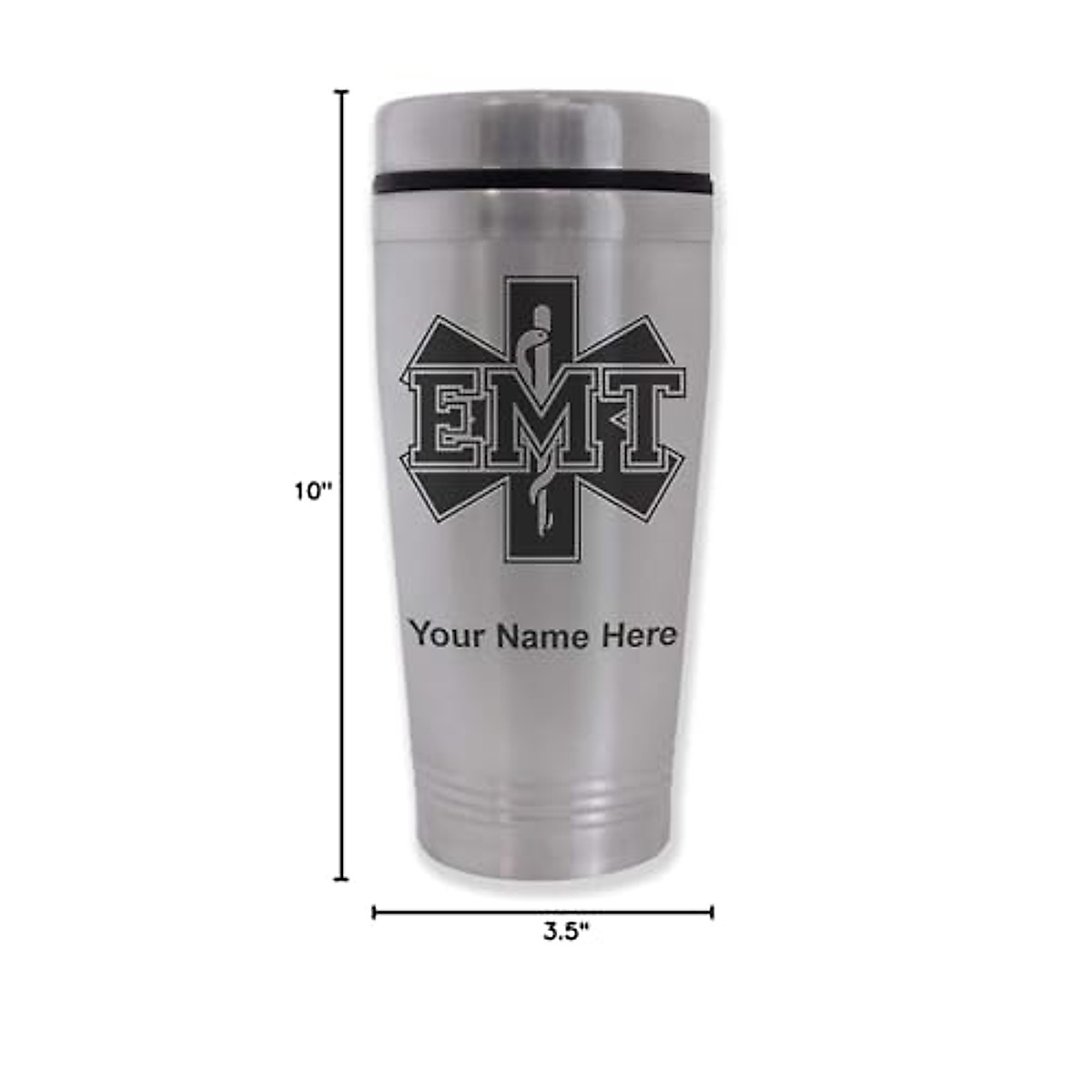 LaserGram 16oz Commuter Mug, EMT Emergency Medical Technician, Personalized Engraving Included