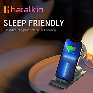 HATALKIN 3 in 1 Wireless Charging Station Compatible for Apple Products Multiple Devices Charger for Apple Watch Ultra 9 8 7 SE 6 5 4 AirPods Pro iPhone 15 14 13 12 13 Pro Max/X/XS Fast Charger Stand