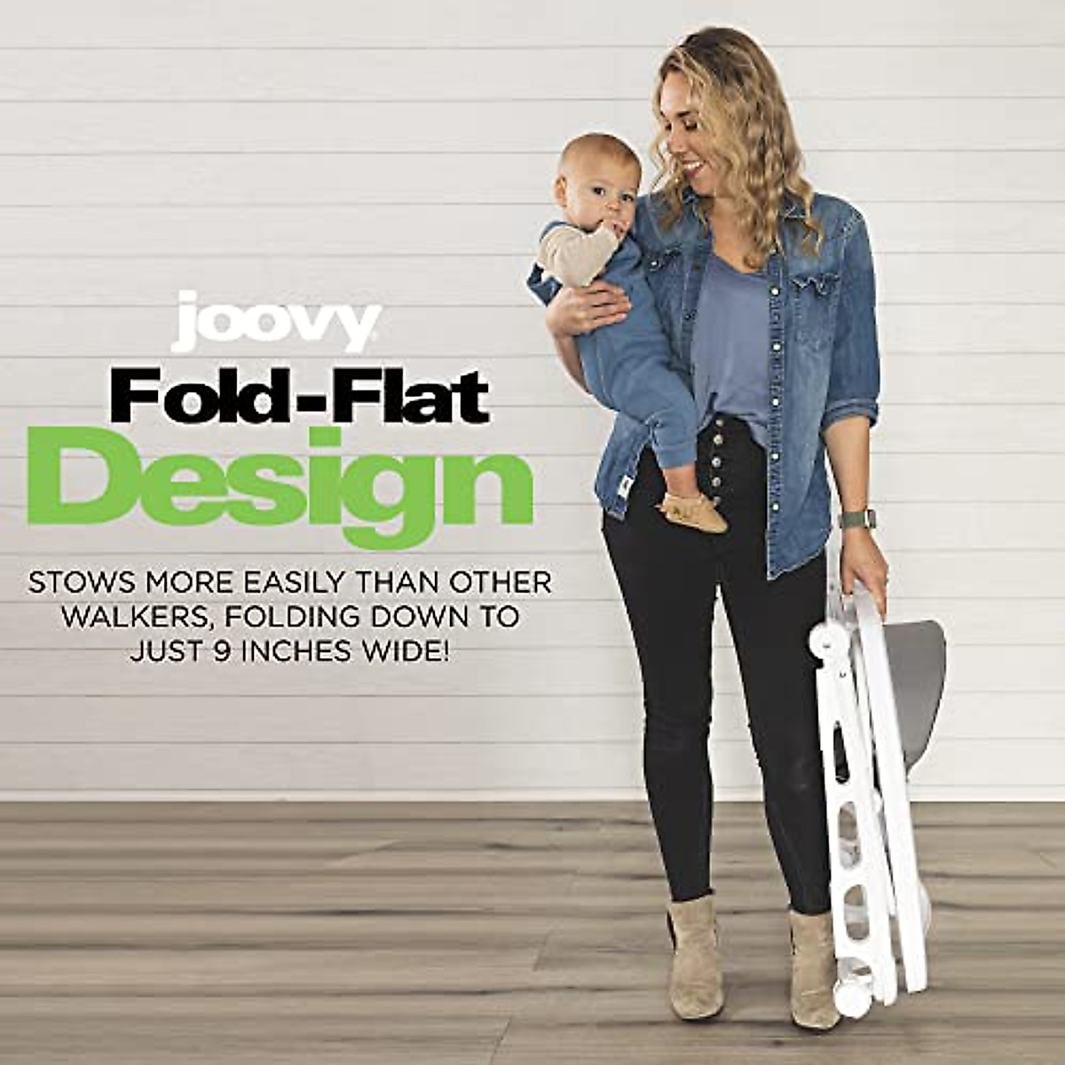 Joovy Spoon Baby Walker & Activity Center Featuring Three Adjustable Heights, Tough Luggage Grade Seat Material, and 30 lb Weight Capacity - JPMA Safety Certified (Greenie)