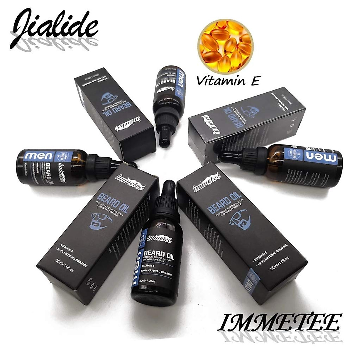 IMMETEE Beard Oil, Natural Ingredients, Shape, Style, Condition & Soften Beards and Mustaches, Moisturize Beard and Reduce Breaks, Split Ends and Bristle, Beard Oil for Men Growth. 30ml/ 1fl oz