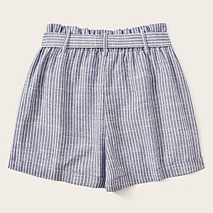 Shakumy Women Casual Elastic Waist Striped Bowknot Shorts Loose Stretch Summer Beach Shorts with Pockets Workout Hot Pants