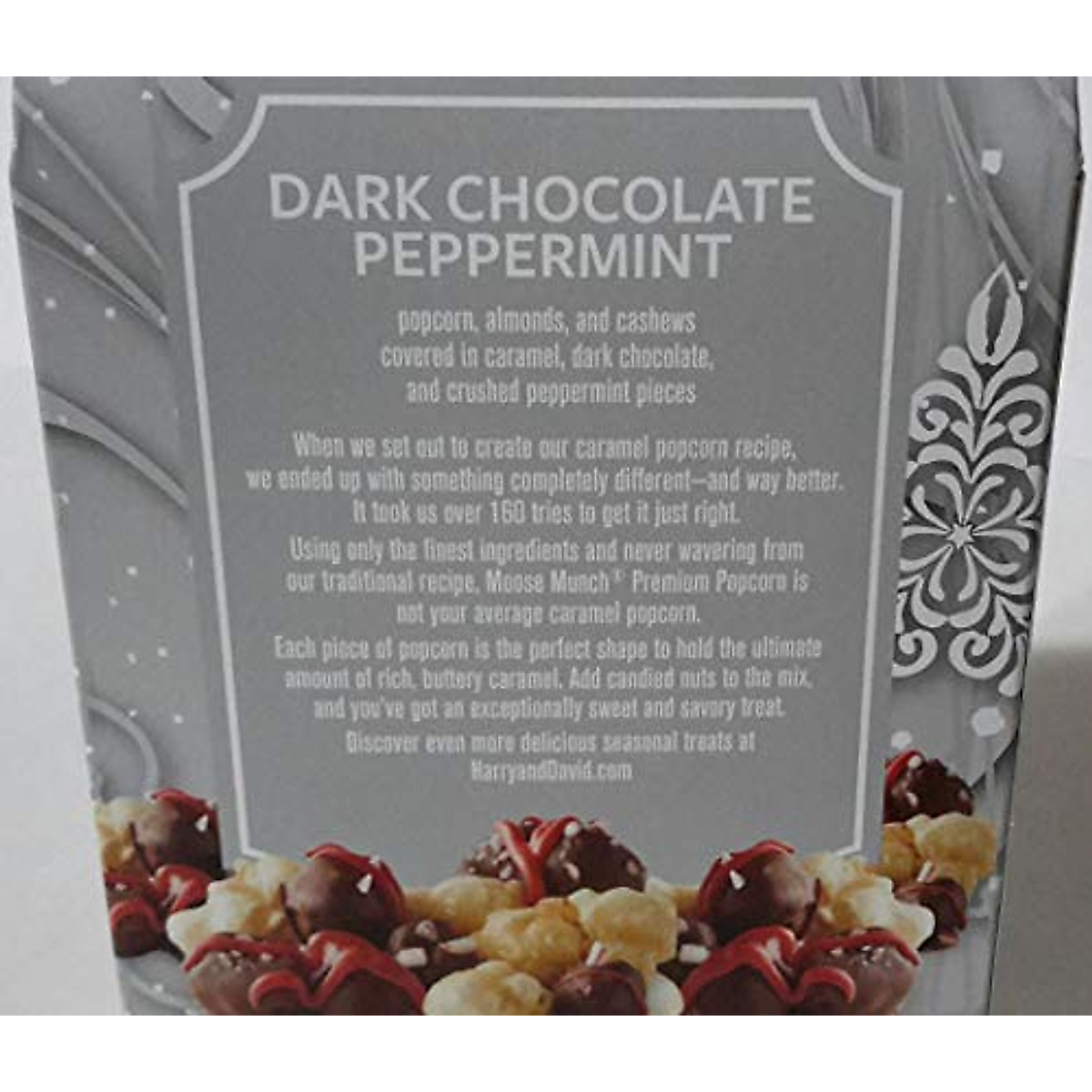HARRY & DAVID MOOSE MUNCH PREMIUM POPCORN DARK CHOCOLATE PEPPERMINT - 10 OZ BOX