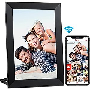 AEEZO 10.1 Inch WiFi Digital Picture Frame, IPS Touch Screen Smart Cloud Photo Frame with 16GB Storage, Easy Setup to Share Photos or Videos via Frameo APP, Auto-Rotate, Wall Mountable (Black)
