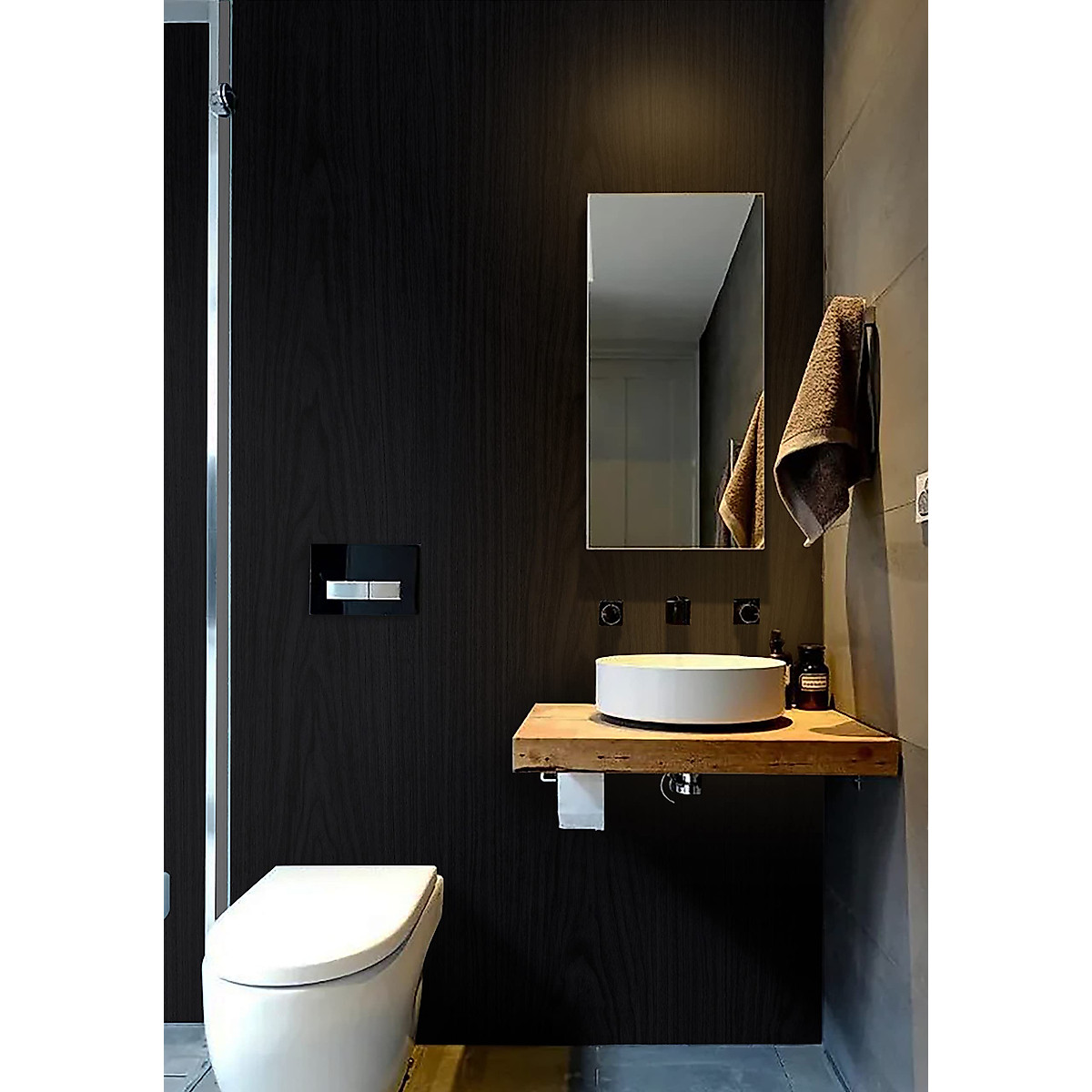 Fiula Black Wood Wallpaper Black Wallpaper Peel and Stick Wallpaper 197”×17.5” Self Adhesive Wallpaper Removable Wallpaper Stick and Peel Wallpaper Black Wood Grain Wallpaper Vinyl Wallpaper