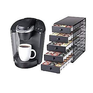 Nifty Coffee Pod Drawer – Black Satin Finish, Compatible with K-Cups, 90 Pod Pack Capacity Rack, 5-Tier Holder, XXL Storage, Stylish Home or Office Kitchen Counter Organizer