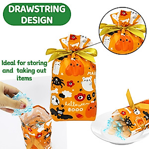 ZMCINER 50 Pcs Halloween Drawstring Candy Bags Halloween Treat Bags for Halloween Party Favors
