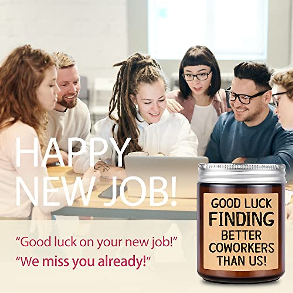 Lavender Scented Candle - Going Away Gift for Coworker Women Men Goodbye, Farewell, Leaving Gifts for Colleague Boss Co-Worker Friends - Good Luck Finding Better Coworkers Than Us