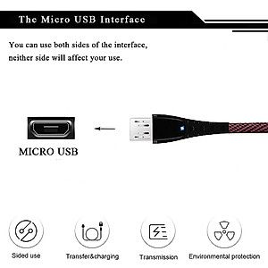 2Pack 10ft Controller Charger Cable Extra Long Durable Nylon Braided Micro USB Fast Charging Cord Compatible for Xbox One S/X Controller,Samsung Galaxy S7 S6,J7 J3 Note 5 4 and More