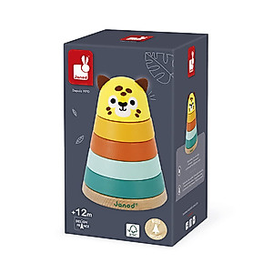 Janod - Tropik Jaguar Stacking Toy - 5 Stackable Pieces - 1 Year + J08261