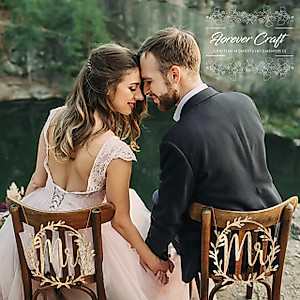 Forever Craft Bride and Groom Chair Signs - Mr and Mrs Sign, Mr and Mrs Chair Signs, Bride Chair Decor, Groom and Bride Chair Sign, Wedding Signs