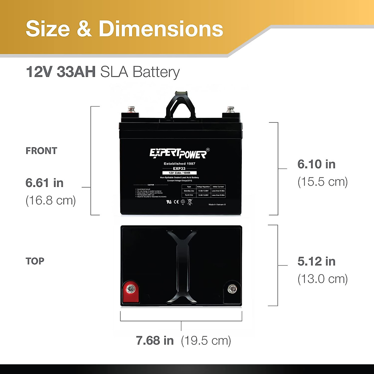 ExpertPower 12v 33ah Rechargeable Deep Cycle Battery [EXP1233 ]