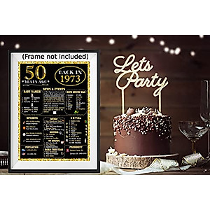 Back In 1973 Party Poster- Large 14x19.5 in Laminated.- Black and Gold - 50th Birthday Gifts, Wedding Anniversary, 1973 Class Reunion, Party Supplies, Party Decorations (1973 50th Gold)