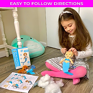 3 Bees & Me Mermaid Sewing Kit for Kids – Fun Mermaid Crafts for Girls and Boys – Complete DIY Doll Making Gift for Ages 7 to 15