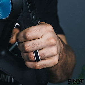 Rinfit Silicone Rings for Men - Mens Silicone Wedding Bands - Infinity Ring with 2 Layers - Rubber Wedding Ring - Patented Design - Set #1, Size 10