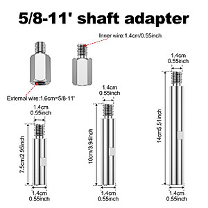 5/8"-11 Angle Grinder Extension Shaft Metal Angle Grinder Rotary Connecting Rod M14 M16 Angle Grinder Extension Connection Rod with Angle Grinder Adapter Polishing Pad