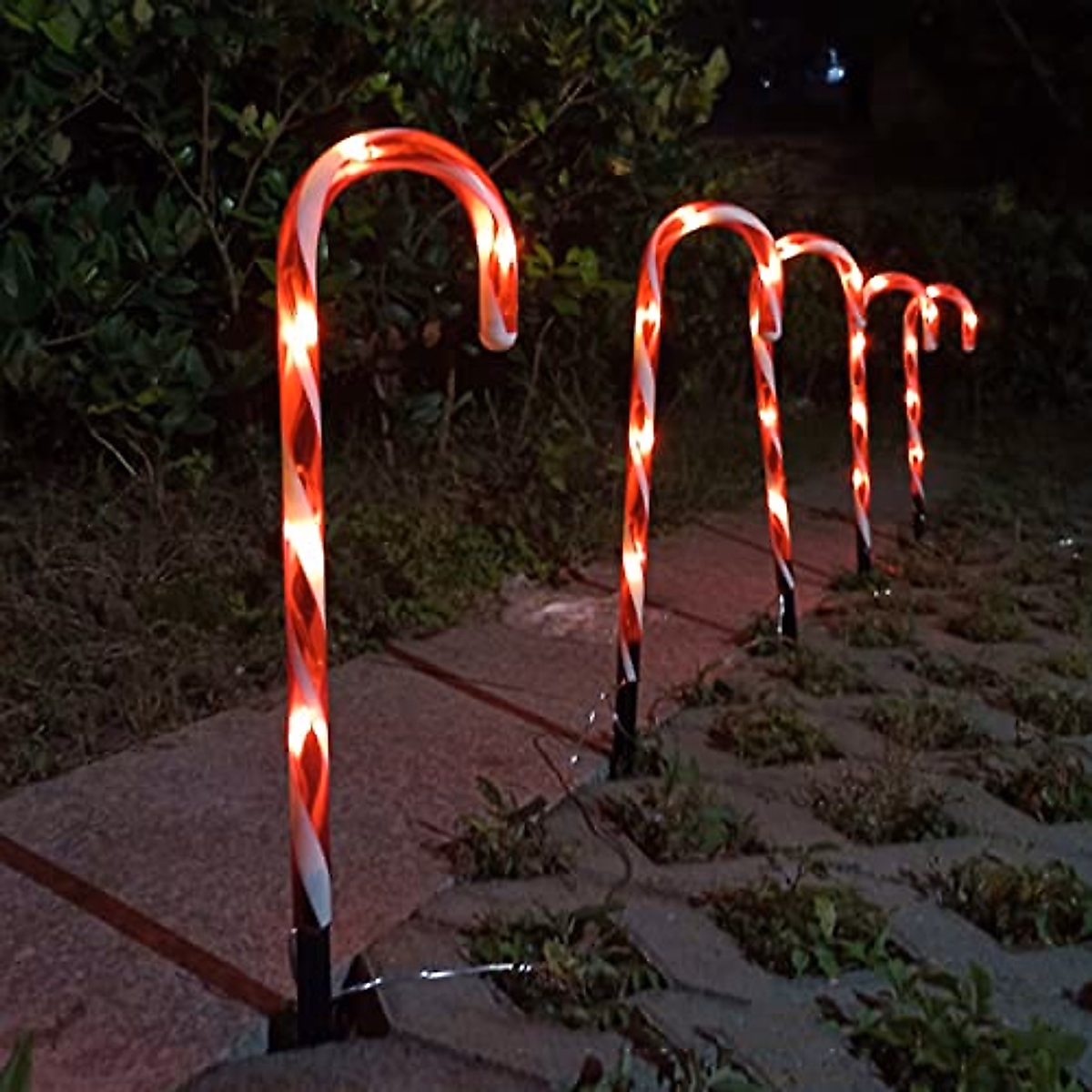 Christmas Candy Cane Lights,Christmas Candy Cane Lights， Solar Power Light String， Outdoor Warm LED Home Garden Ground Plug Crutch， New Year Christmas Decor