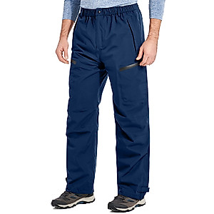 Men's Rain Pants, Waterproof Rain Over Pants Lightweight Packable Windproof Hiking Pants Outdoor Golf Work Navy
