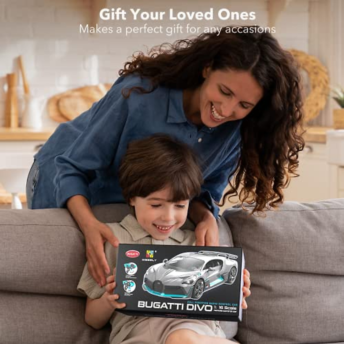 MIEBELY Remote Control Car, Bugatti Divo Rc Cars 12Km/h, 2.4Ghz Licensed Model Car 7.4V Toy Car Headlight for Adults Boys Girls Age 6-12 Years Birthday Ideas Gift