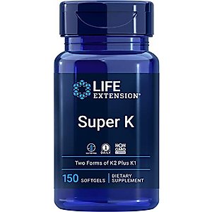 Life Extension Super K, 150 Softgels, with Vitamin K1 and K2 - MK4 & MK7