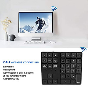 Yinuoday Mini Numeric Keypad 35 Keys 2. 4G Wireless Ultra Slim Portable Keyboard Computer Supplies or Laptop, Desktop, PC, Notebook