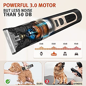 Gimars 2 in 1 Ceramic Blade Dog Grooming Clippers with Small Trimmer, 3-Speed High Power Quiet Rechargeable Dog Shaver Hair Clippers Kit with Comb & Scissors USB Cordless Electric for Dog, Cat, Pet