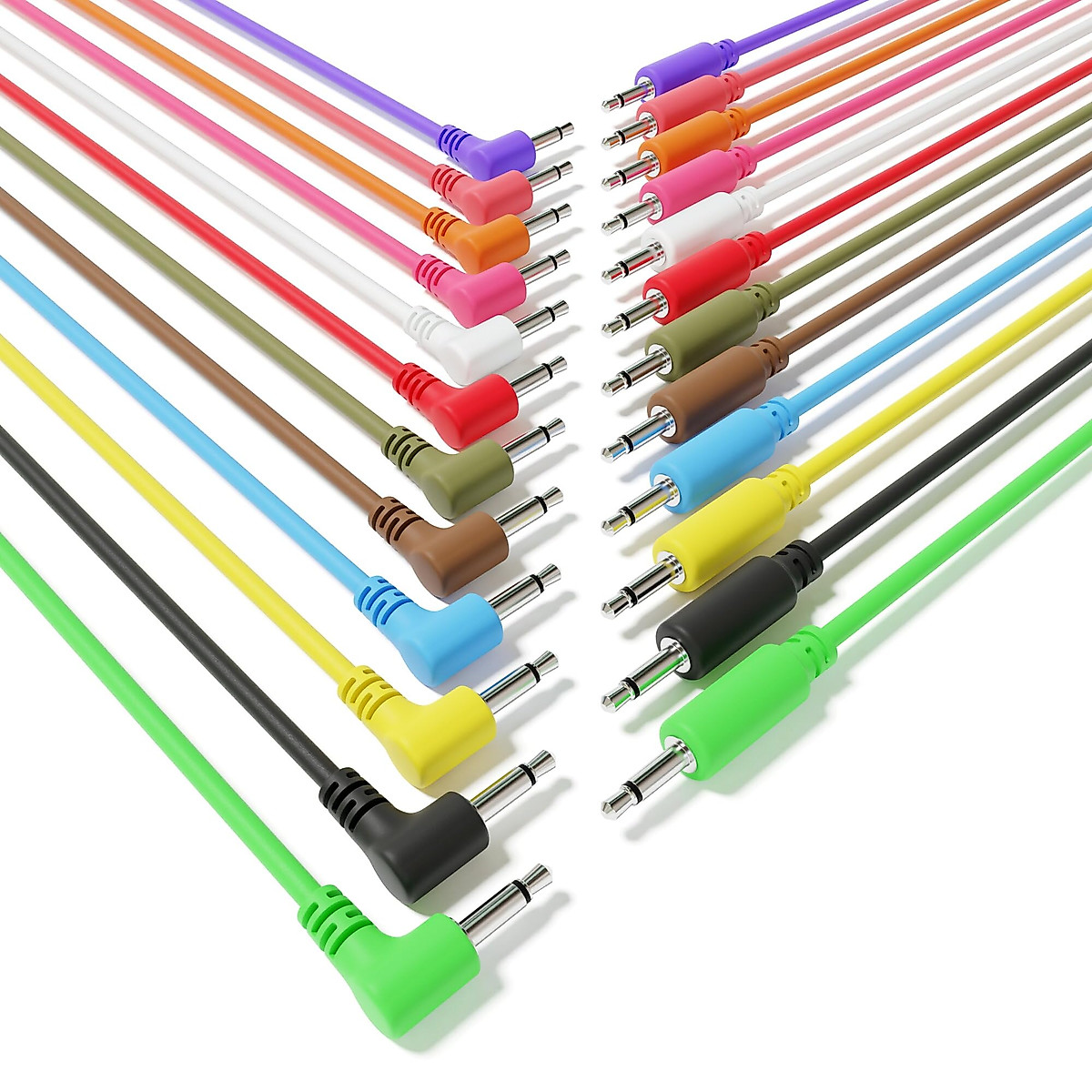 ExcelValley - Hybrid Mono Modular Patch Cables - TS 3.5mm 1/8" - Eurorack Synth Synthesizer [12-Pack | 20 cm - 7.87"]