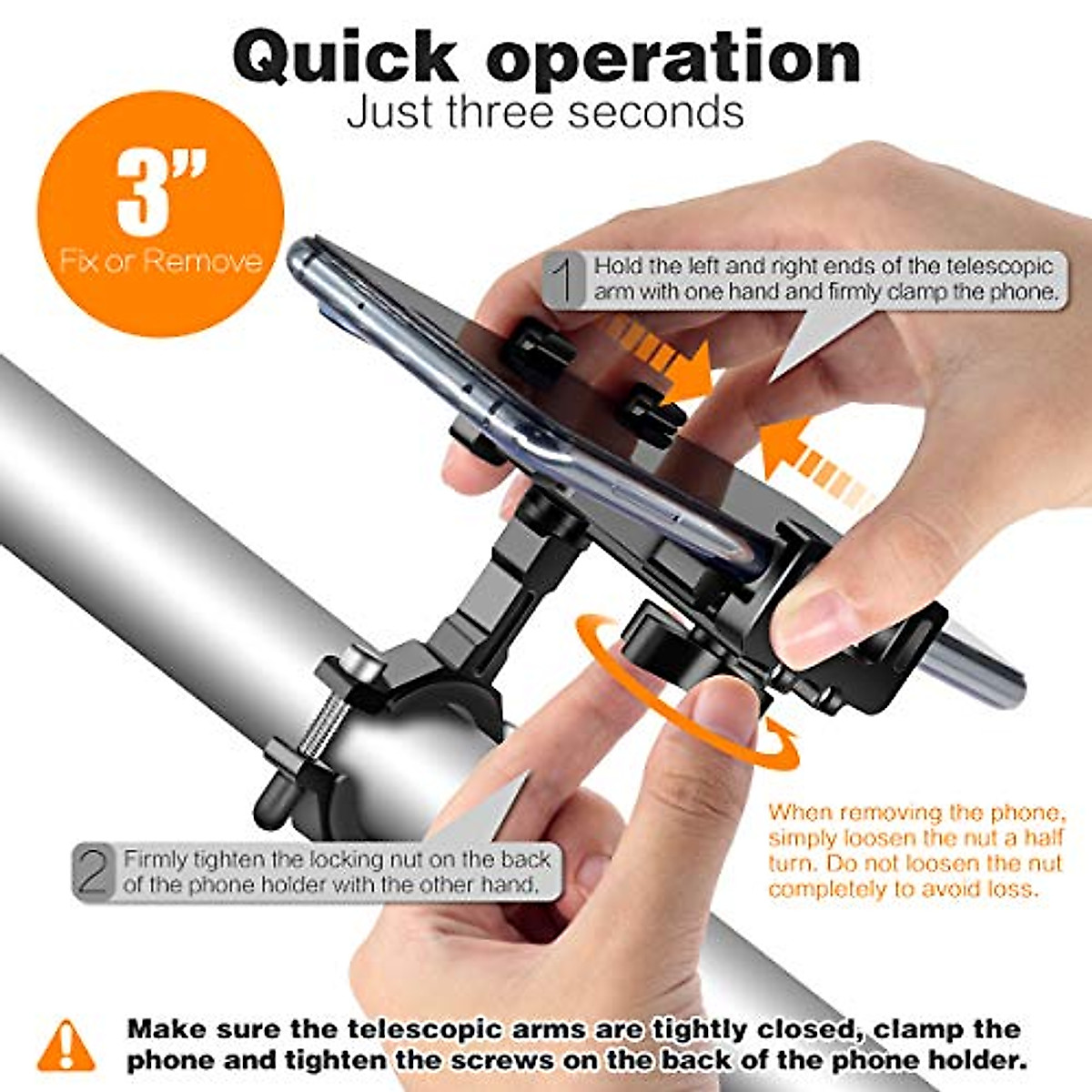 Tiakia Bike Phone Mount - Universal Motorcycle Mount Anti Shake & Anti-Theft, Face & Touch ID Bicycle Phone Holder 360° Rotation for 4.5-7 inches Smartphone