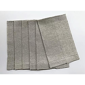 Natural Linen Hem Stitch Hand Towels - Set of 6 14"x22"-Ladder hemstitch 100% Linen Cloth Guest Towels Luxury