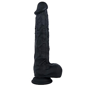 Silicone Dual Durometer 10" 4.5cm Dildo Realistic Dildos (Black) (Color : Black, Size : Black)