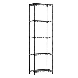 SINGAYE 5 Tier Shelf Wire Shelving Adjustable Storage Shelves Storage Rack,Standing Storage Shelf Units for Kitchen Closet Laundry Bathroom Pantry,Narrow Mesh Gaps,16”W x 10”D x 55”H,Black