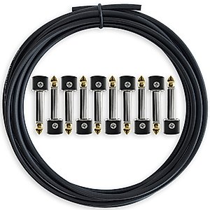 Crosby Solderless Pedalboard Cable Kit - No Cable Stripping Required, 10 Feet of Cable & 10 Gold Tip Connectors with Magnetic Screws & Screwdriver Make 5 DIY Custom Patch Cables