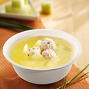 Nervure 120PCS Biodegradable Paper Bowls-16OZ Compostable Bowls Heavy Duty Nature-Made by 100% Sugar Cane Fibers,Microwave Hot Food Safe